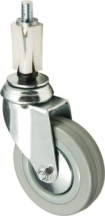 100GRUBEX25SQ - 100mm Grey Rubber Castor unbraked, 25mm expander for ...