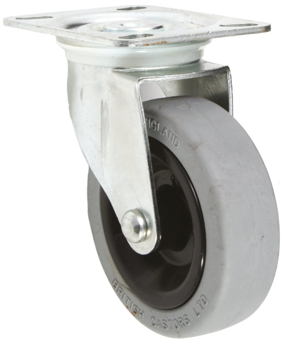 100GRUBP - 100mm Grey Rubber/Nylon Castor unbraked with Plate - Oxford ...
