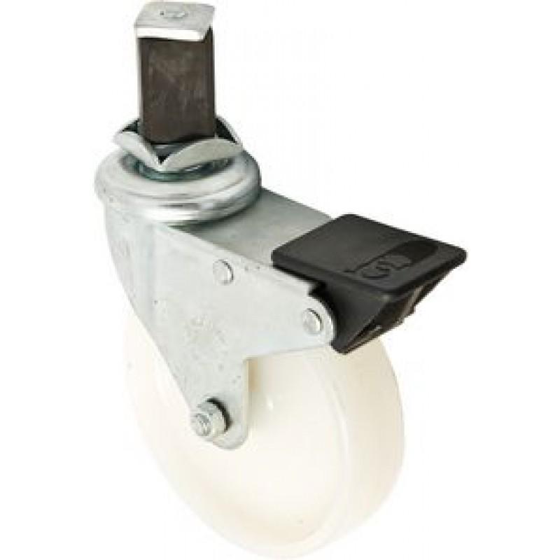 125NBEX - 125mm Nylon Castor braked, 30mm expander for square tube ...