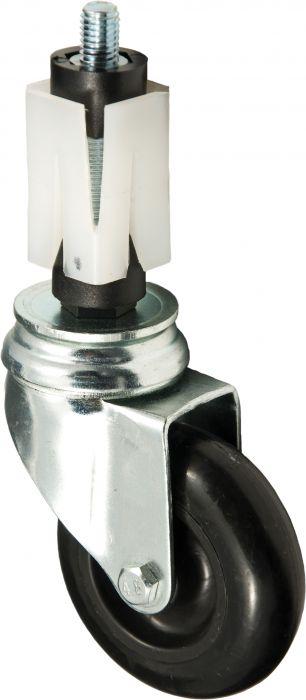 75NUBEX - 75mm Black Nylon Castor unbraked, 30mm expander for square ...