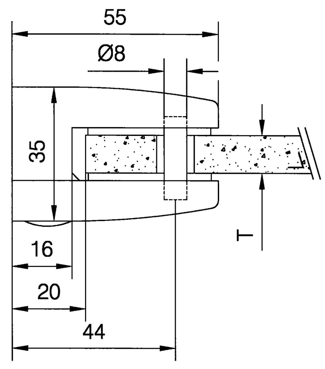 Glass Clamp, Model 26, Flat - Oxford Hardware